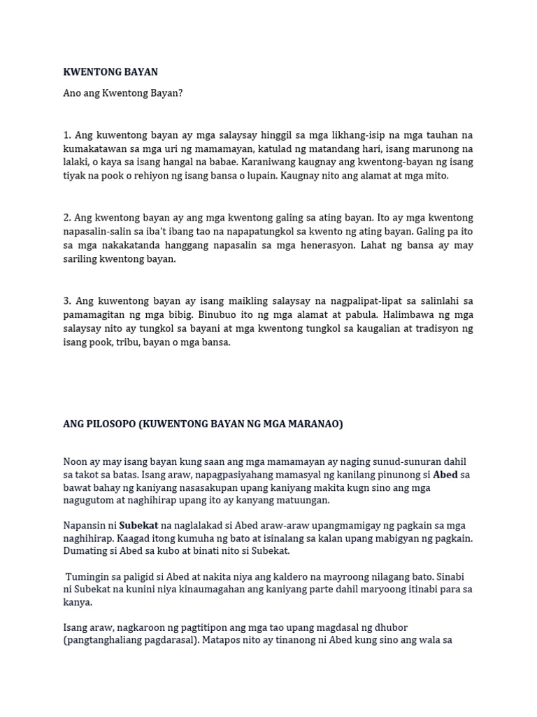 Kwentong Bayan | PDF