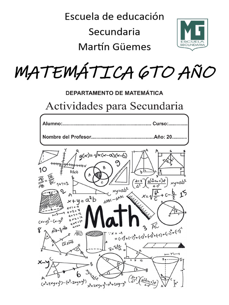 Cuadernillo Matematica 6to A y C 2024 | PDF | Trigonometría | Derivado