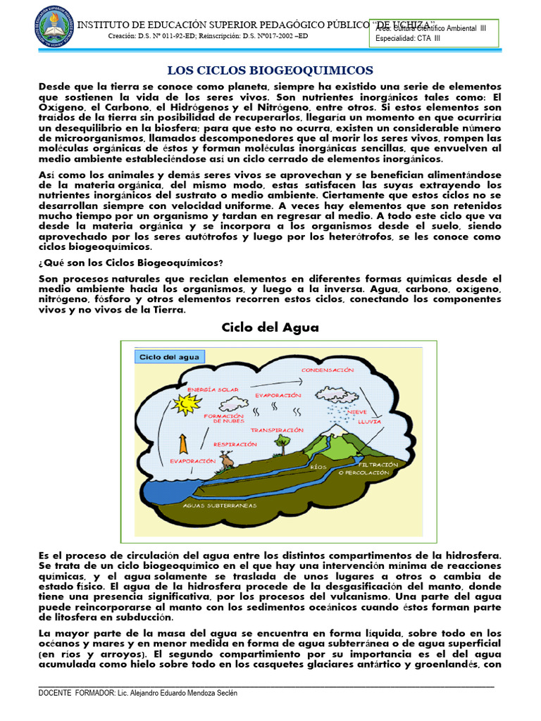 Los Ciclos Biogeoquimicos | PDF | El ciclo del agua | Química