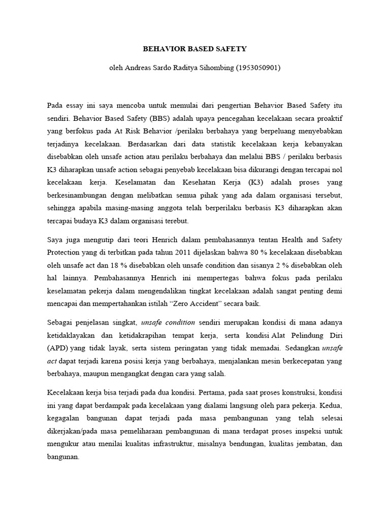 ESSAY Behavior Based Safety | PDF