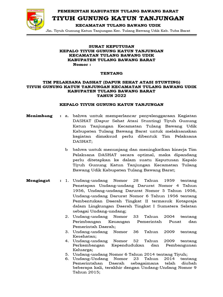 Format SK DASHAT GKT TBU | PDF