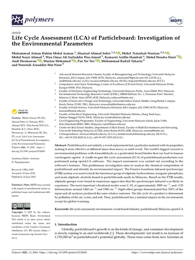 Art. Lca Panel | Download Free PDF | Life Cycle Assessment | Materials