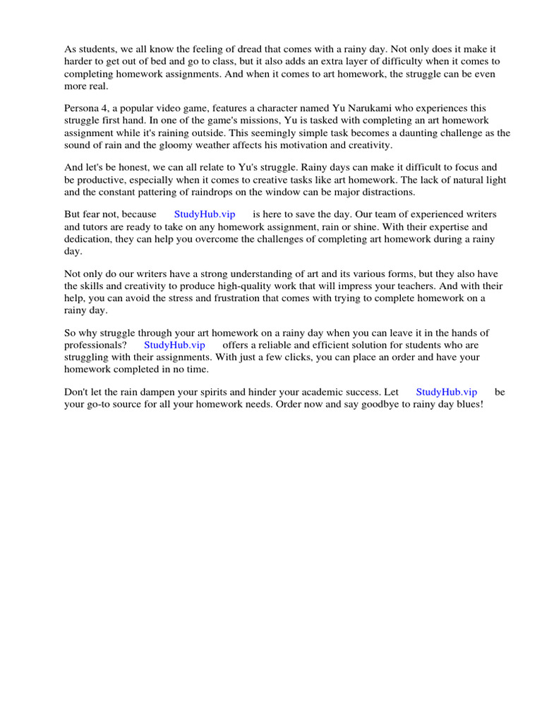 Persona 4 Rain During Art Homework | PDF | Internet | Homework