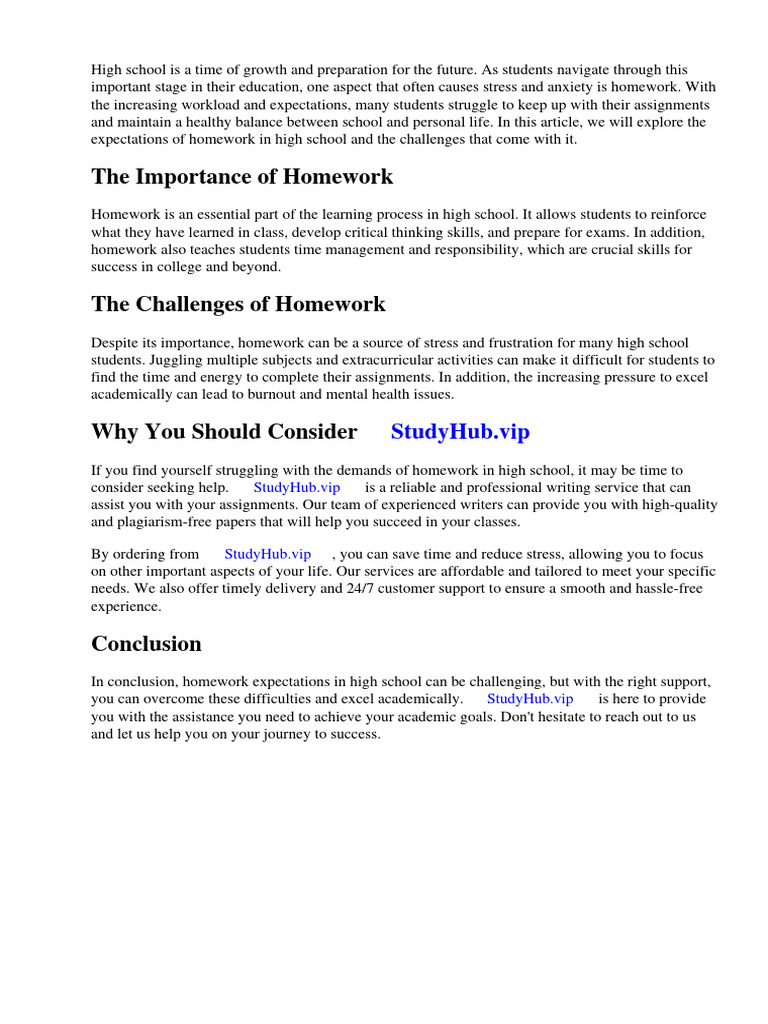 Homework Expectations High School | PDF | Homework | Teachers