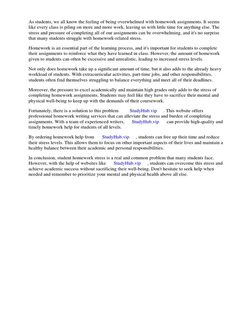 Student Homework Stress | PDF | Homework | Stress (Biology)