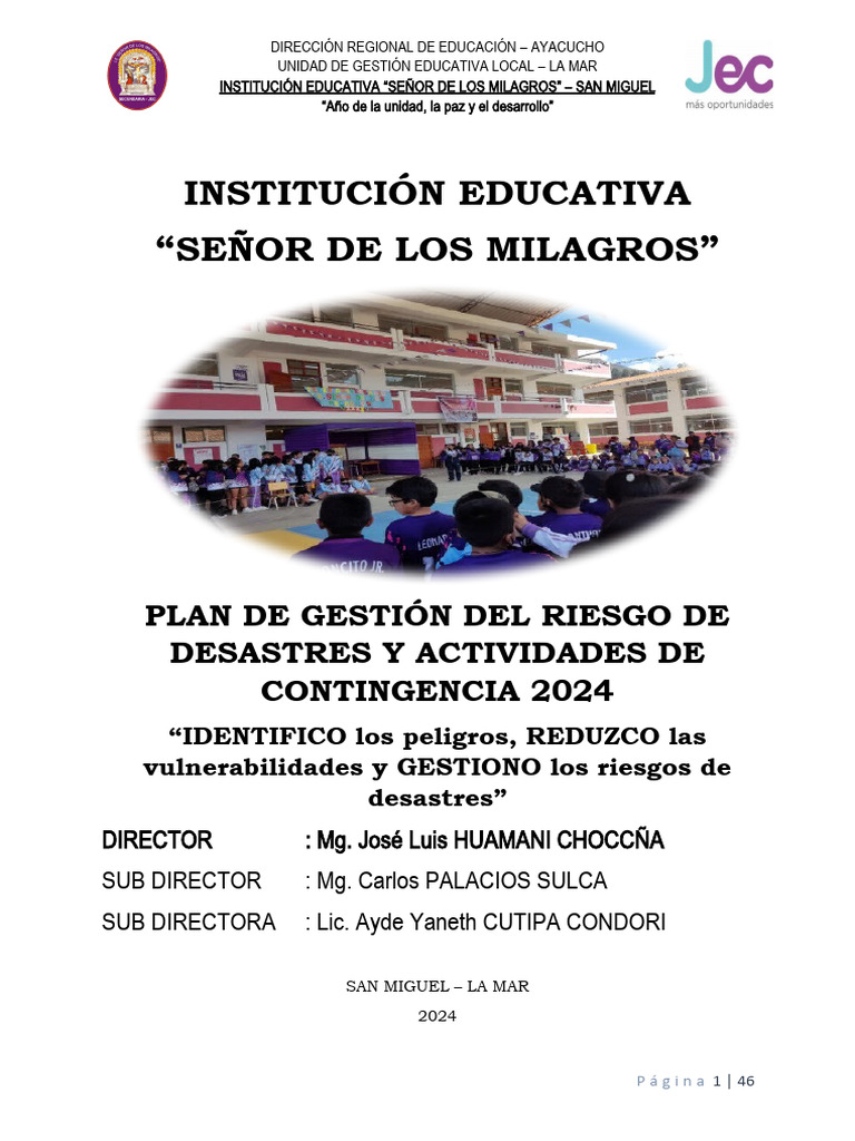 PLAN DE GRD SDLM 2024 | PDF | Radiación | Riesgo