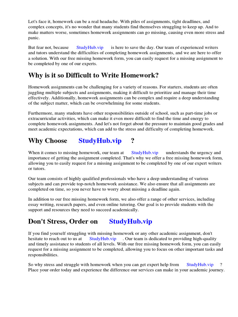 Free Missing Homework Form | PDF | Safari (Web Browser) | Homework