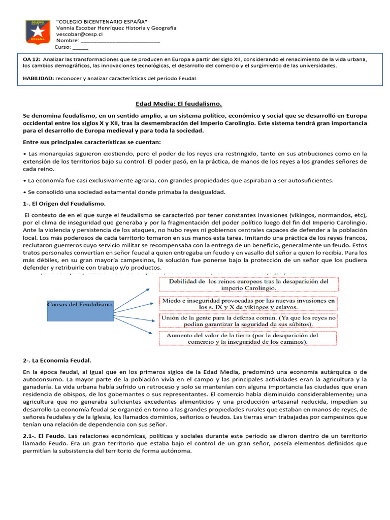 Guía Feudalismo | Descargar gratis PDF | Feudalismo | Edades medias