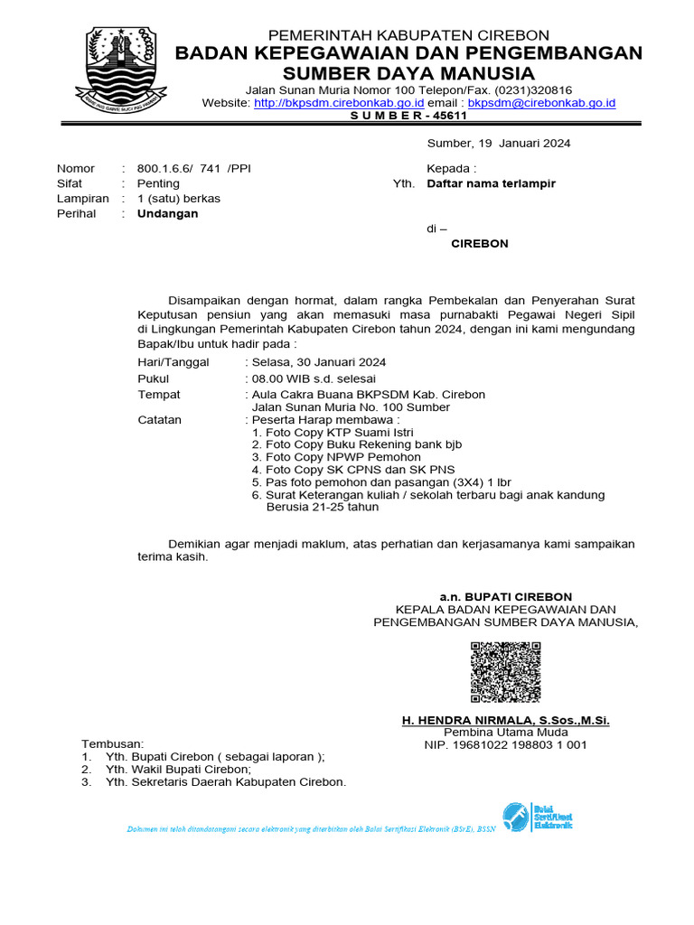 Undangan Pensiun 2024 Fix | PDF