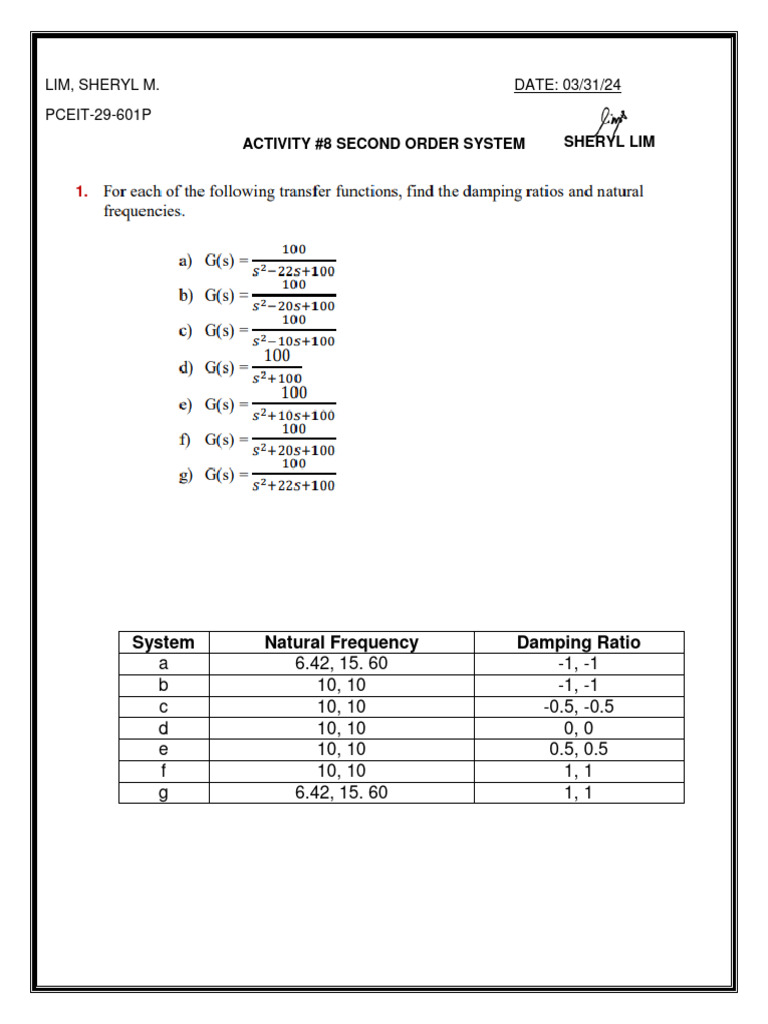 Lim Activity8 Second-Order-System | PDF