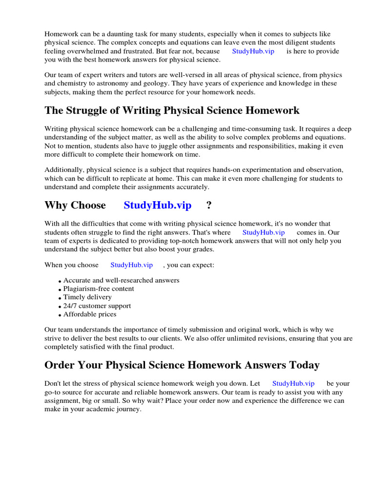 Homework Answers Physical Science | PDF | Science | Educational Technology