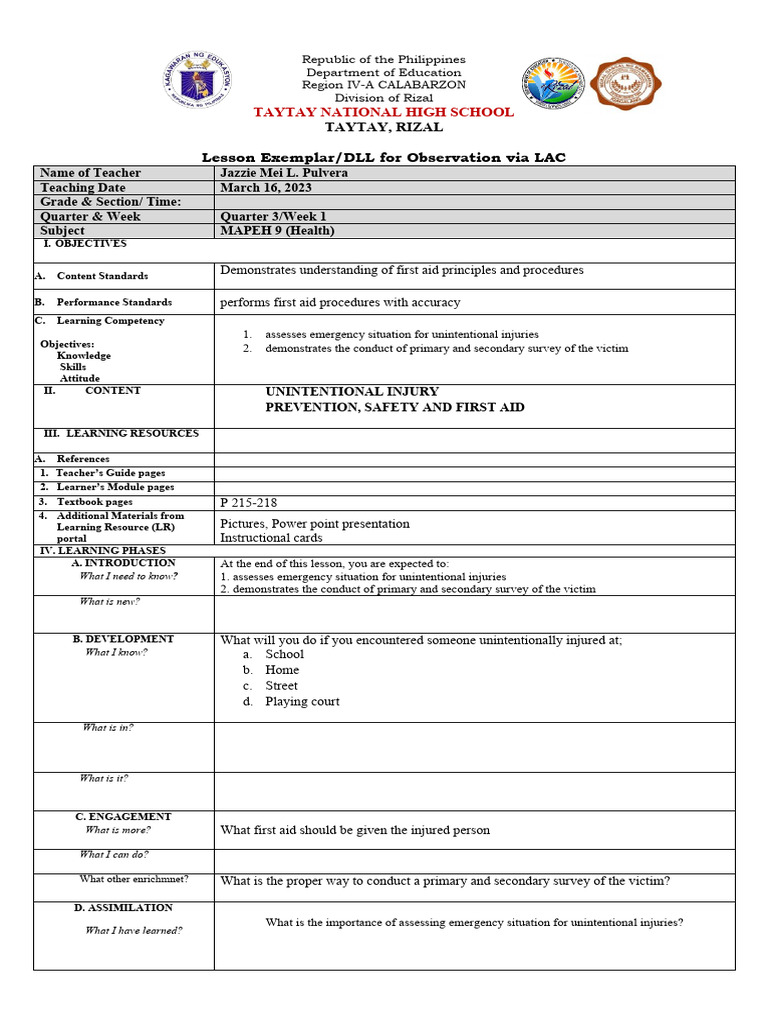 Sample Template - Lesson Exemplar For Co2 | Download Free PDF | Teachers | Learning