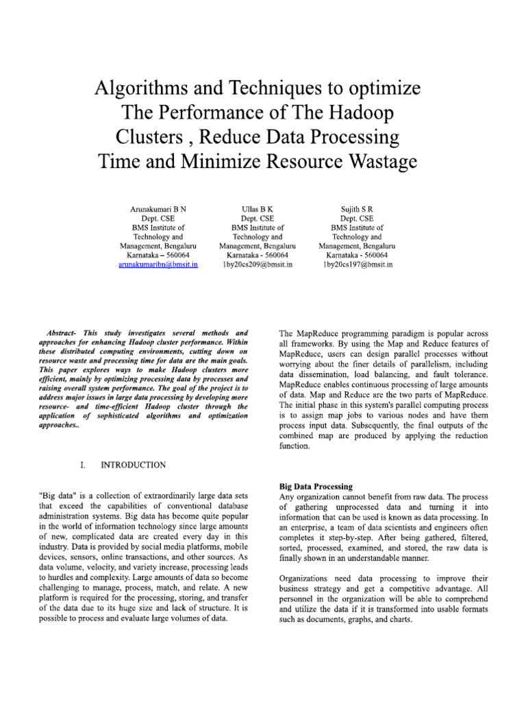 Scheduling For Hadoop Cluster | PDF