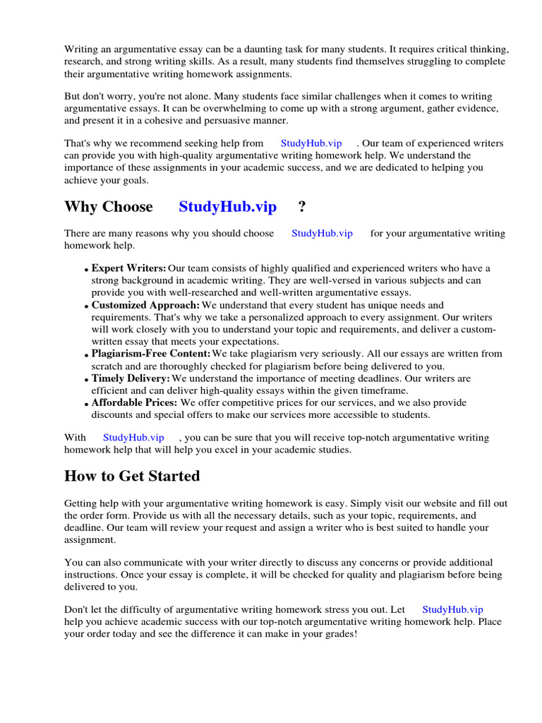 Argumentative Writing Homework Help | PDF | Essays | Argument