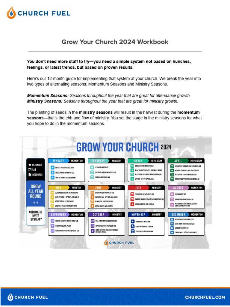 Church Fuel Grow Your Church 2024 Workshop Workbook | PDF | Self ...
