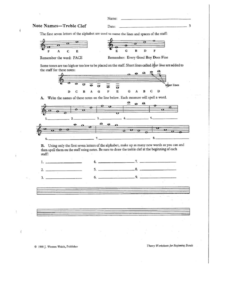 Theory 1 - Treble Clef | PDF