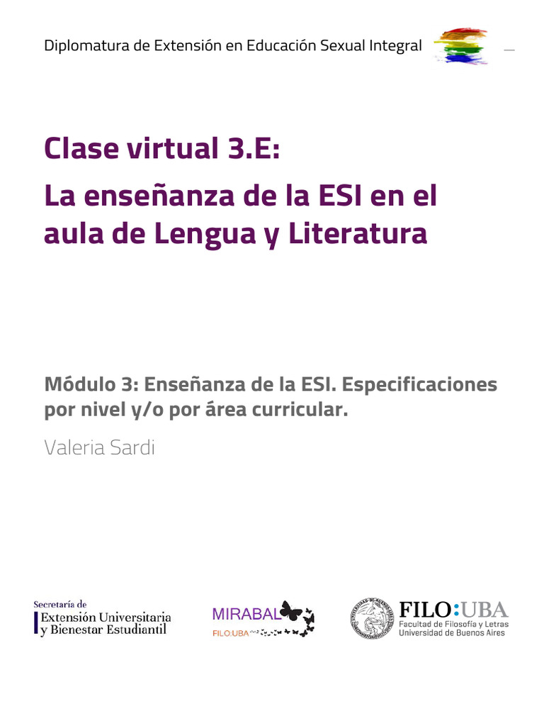 La enseñanza de la ESI en el aula de Lengua y Literatura - Valeria Sardi | PDF | Plan de ...