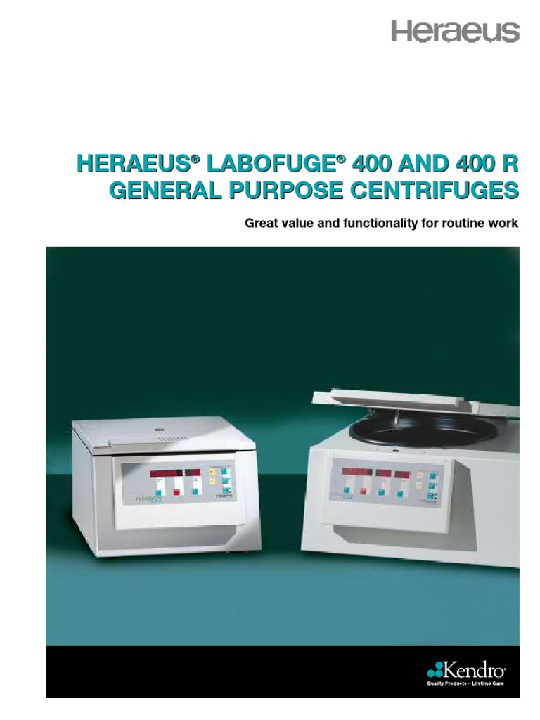 Heraeus 400400 R | PDF | Centrifugation | Centrifuge