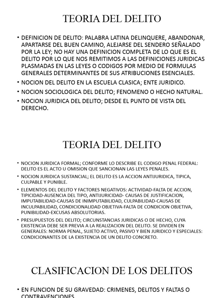 Teoría del Delito: Definición y Clasificación | PDF | Derecho penal ...