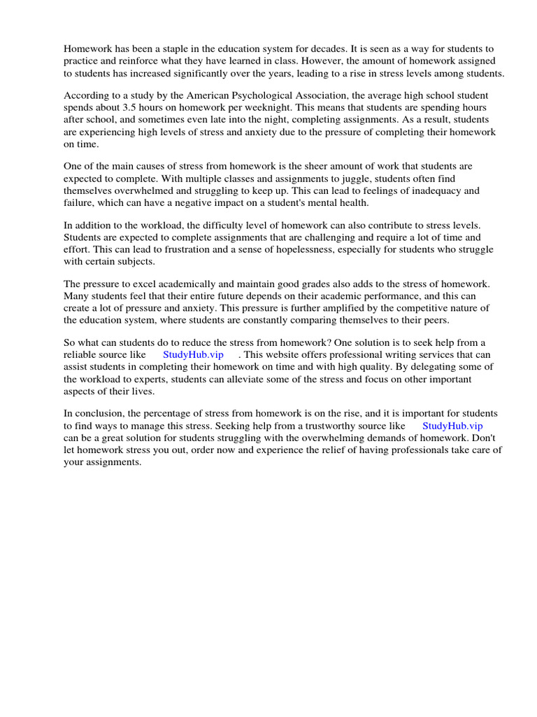 Percentage of Stress From Homework | PDF | Homework | Stress (Biology)