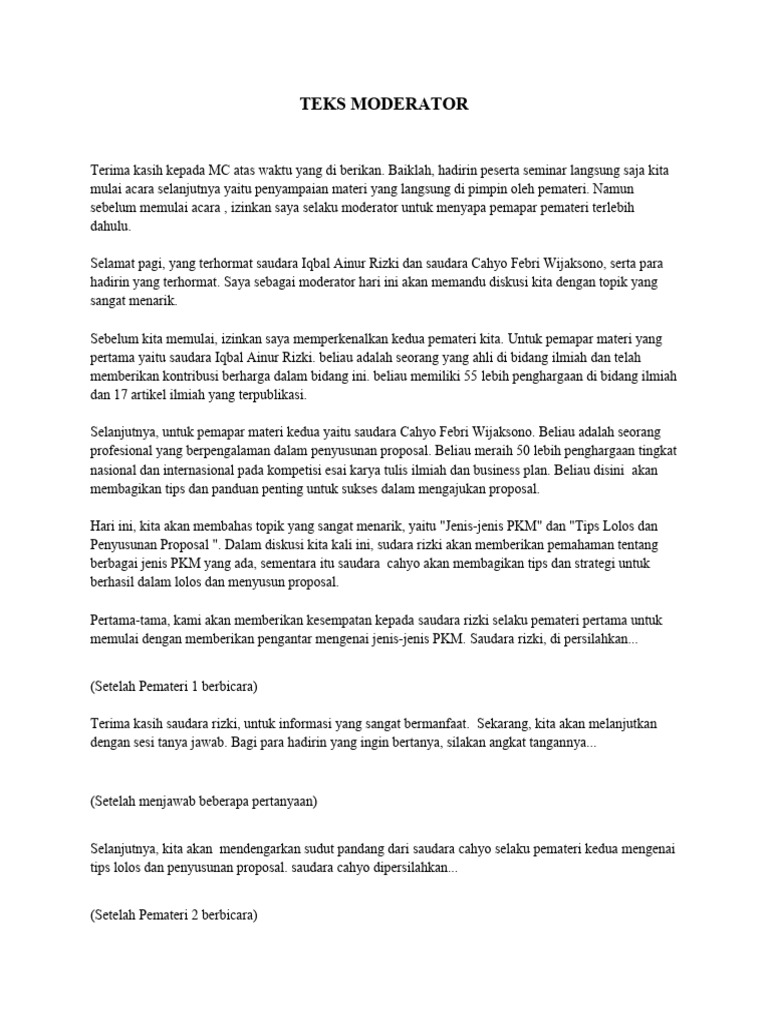 Teks Moderator PKM | PDF
