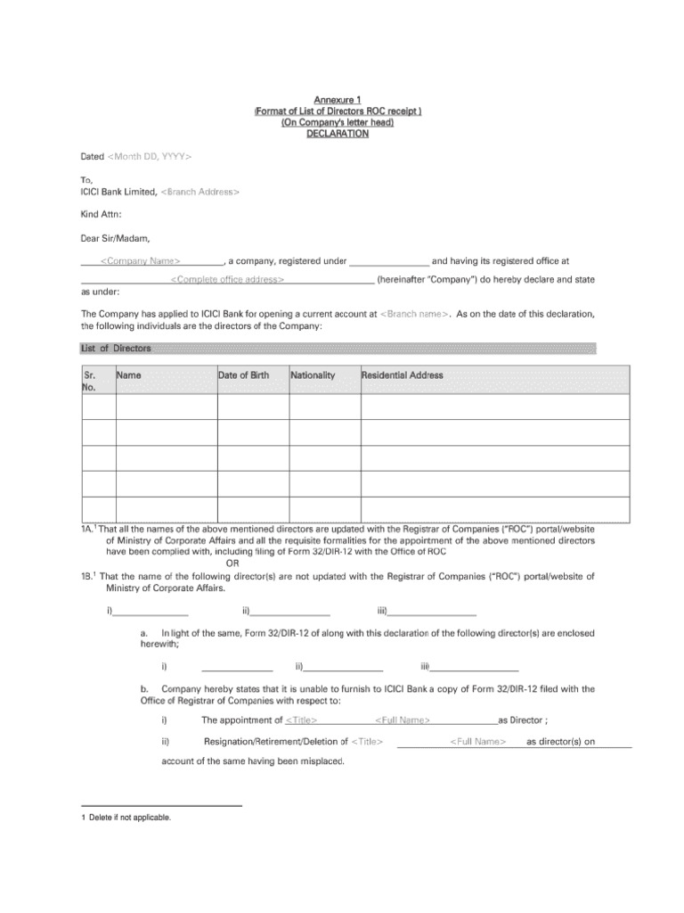 List of directors duly signed | PDF