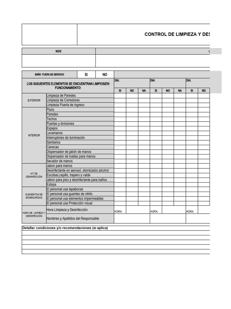 Planilla de Aseo | PDF | Higiene