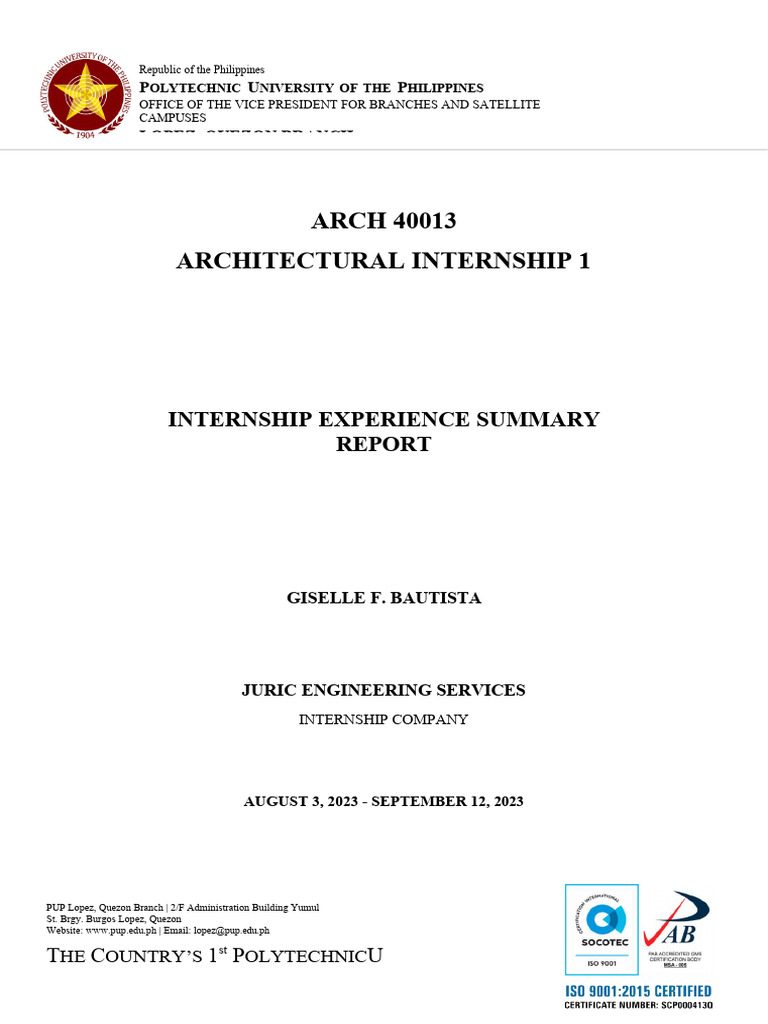 Architectural Internship Experience Summary | PDF | Architect | Internship
