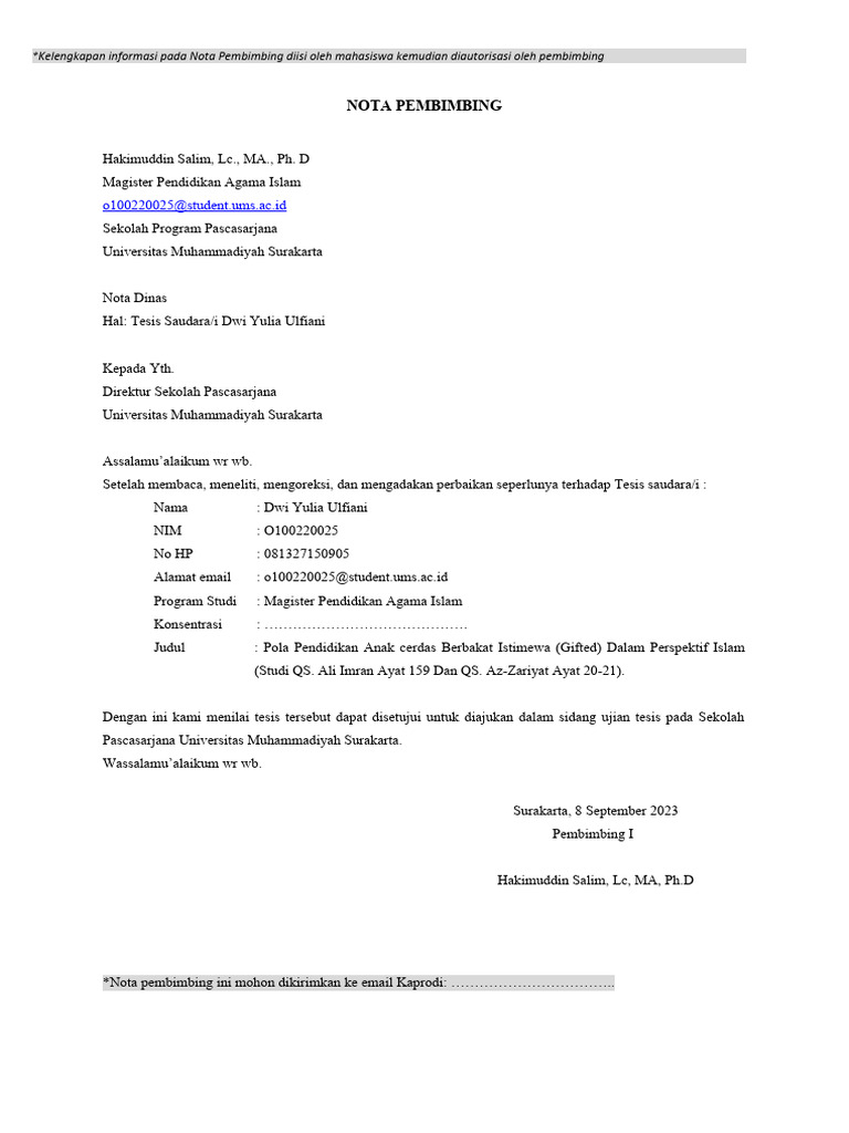 Form Nota Pembimbingan - Rev ZC | PDF