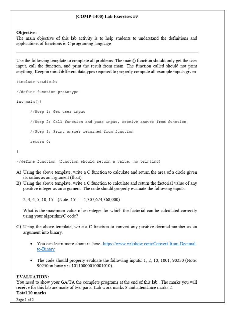 Lab9 W2024 | PDF | Function (Mathematics) | Parameter (Computer Programming)