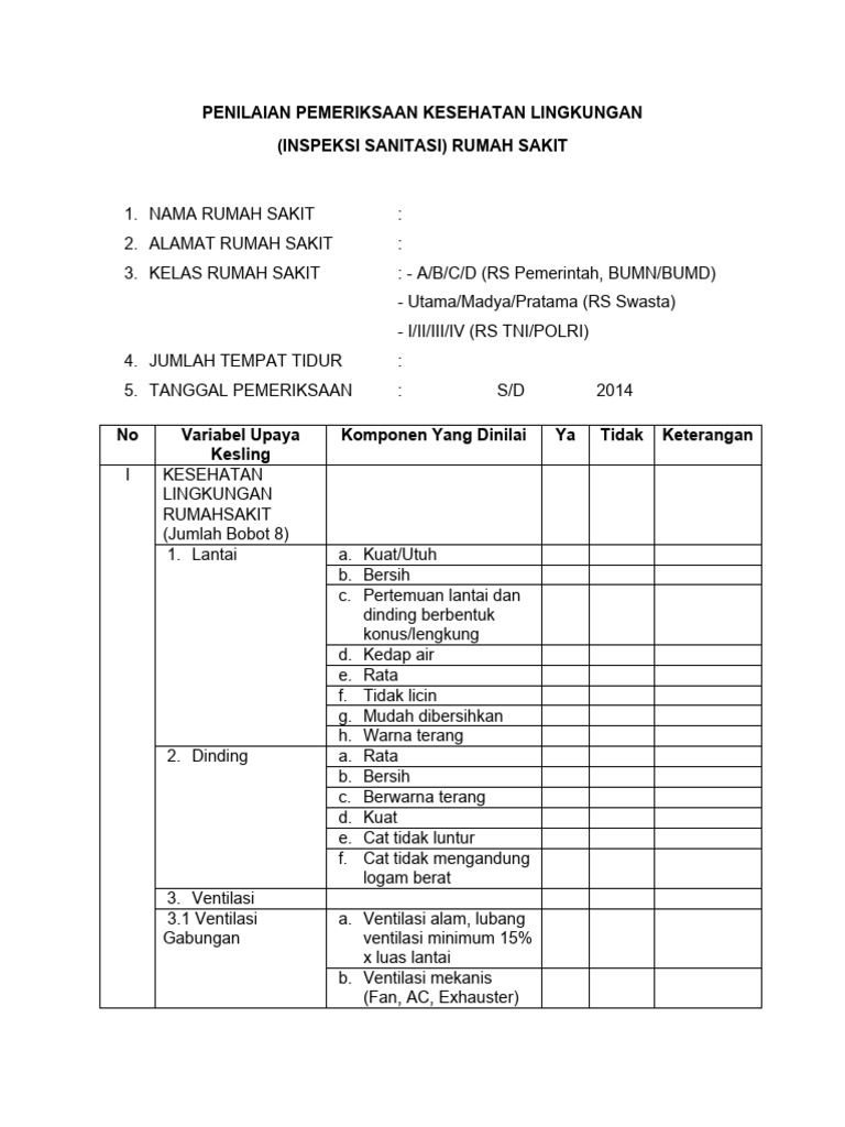 Checklist RS Permenkes PLT2 | PDF