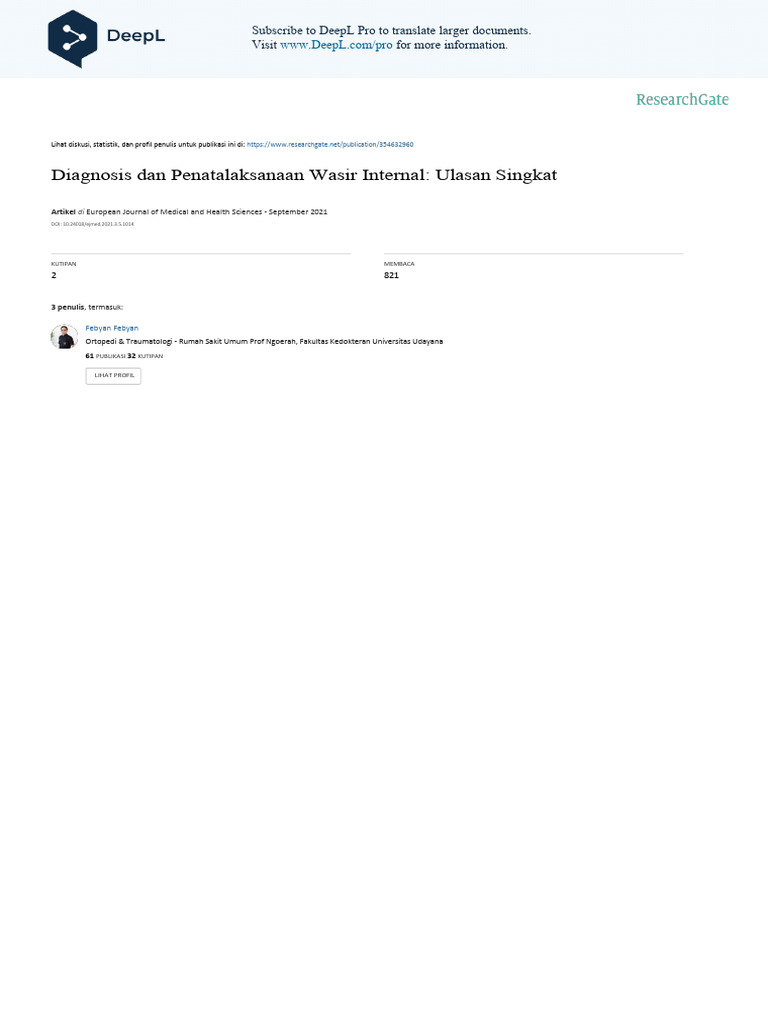 Diagnosis dan Manajemen Wasir Internal | PDF