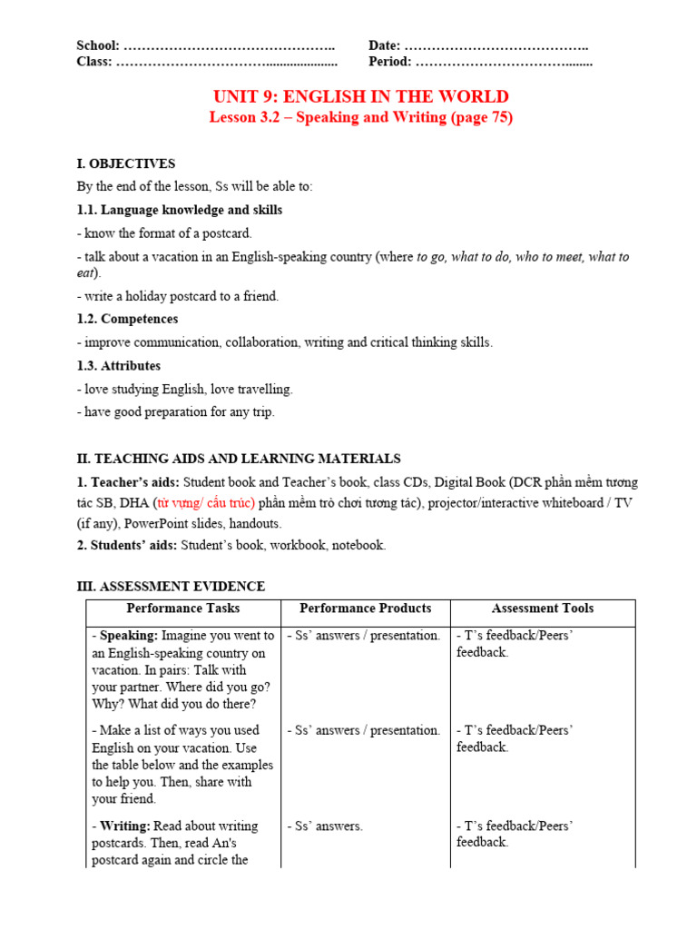 UNIT 9 - LESSON 3 - PART 2 - Speaking and Writing | PDF | Writing | Human Communication