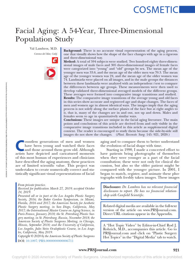 Three-Dimensional Facial Aging Study | PDF | Image | Face