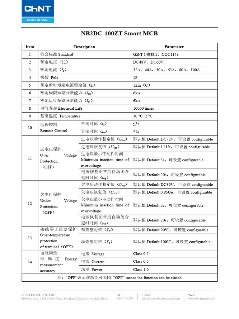 NB2DC-100ZT Smart MCB Datasheet | PDF