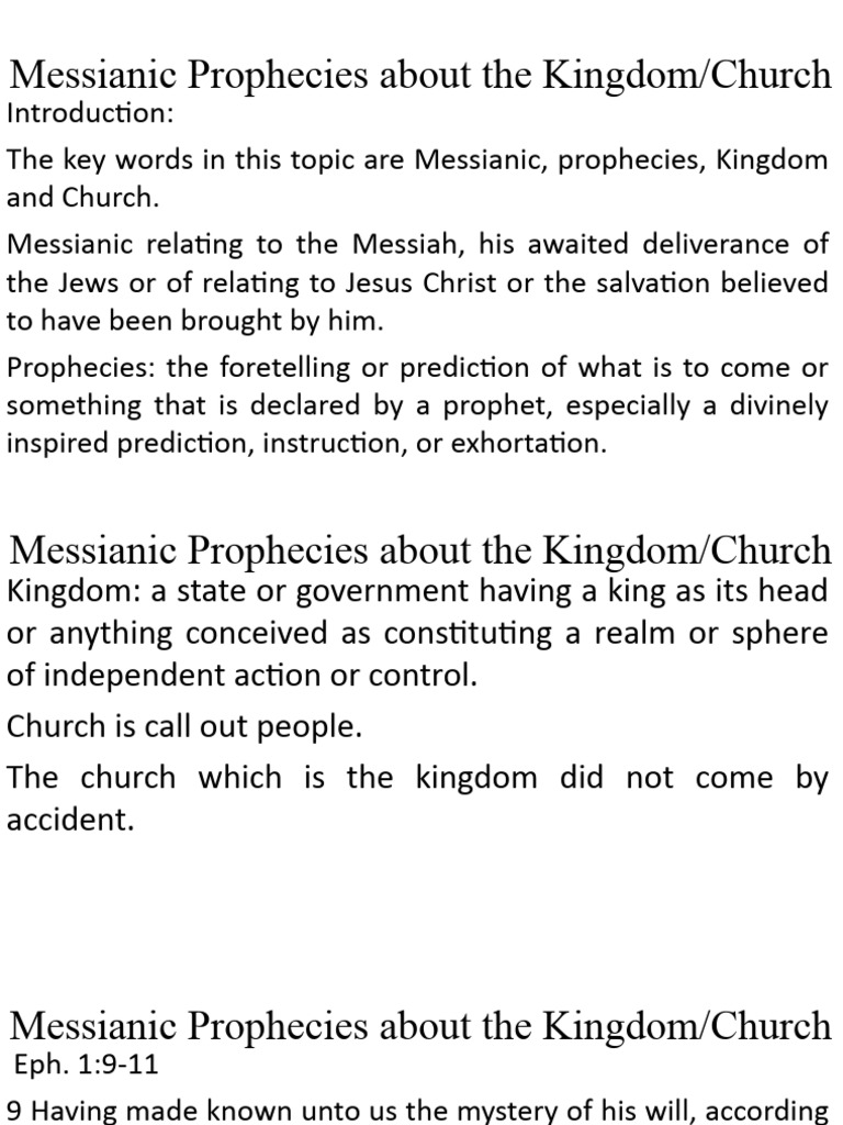 The Messianic Prophecy of Kingdom or Church | PDF | Bible Prophecy | Jesus