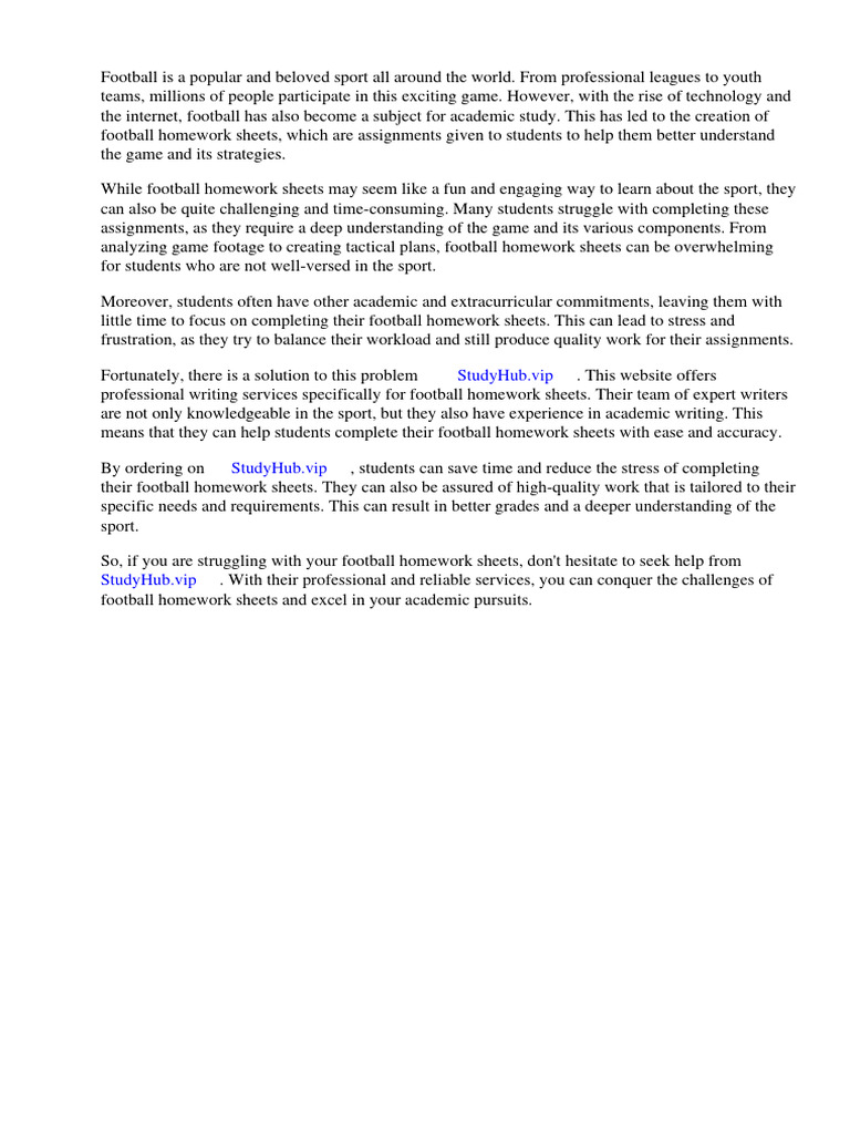Football Homework Sheets | PDF | Homework | American Football
