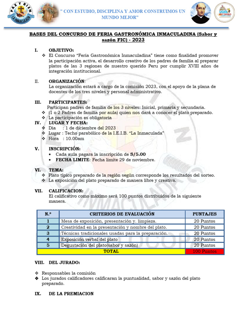 Bases de Concurso Feria Gastronomica | PDF