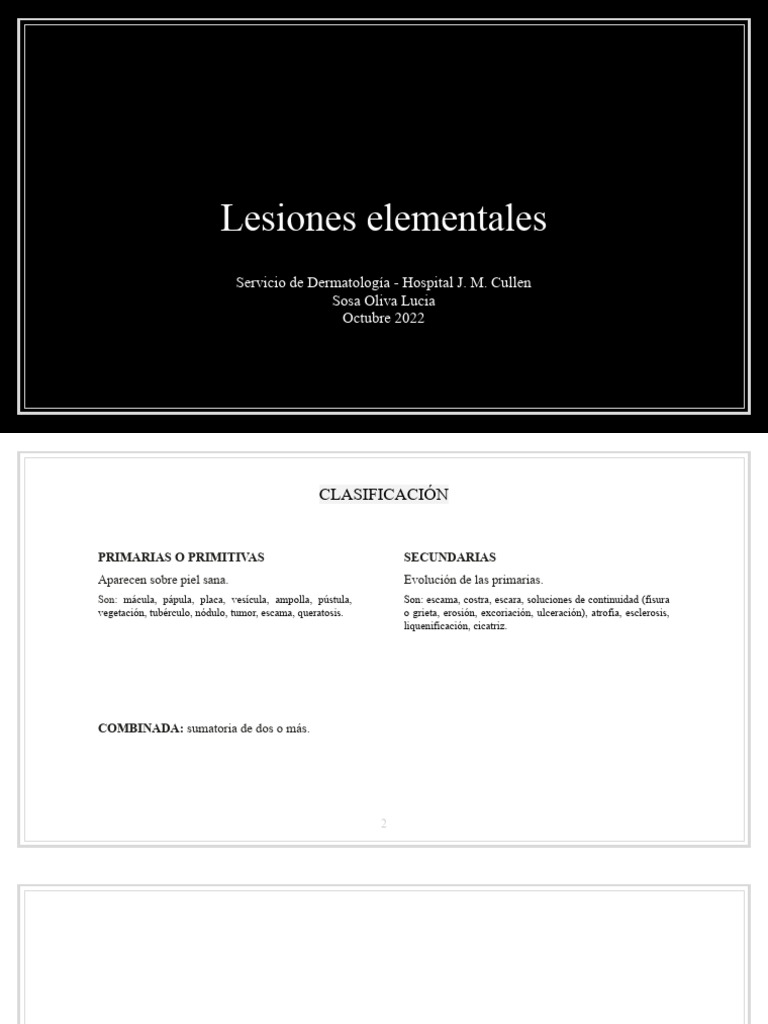 Lesiones Elementales | PDF | Piel | Dermatología