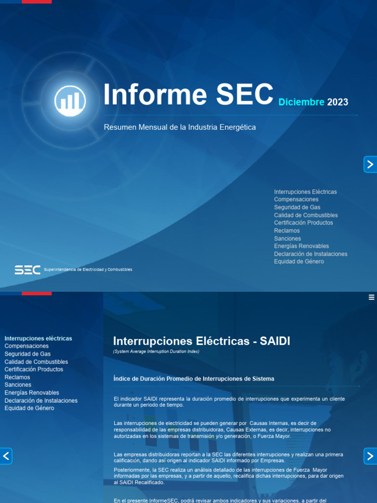 Informe SEC Diciembre 2023 | PDF | Energía renovable | Gas natural