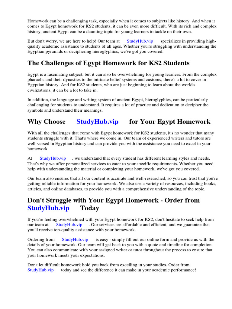 Egypt Homework Ks2 | PDF | Ancient Egypt | Ancient History