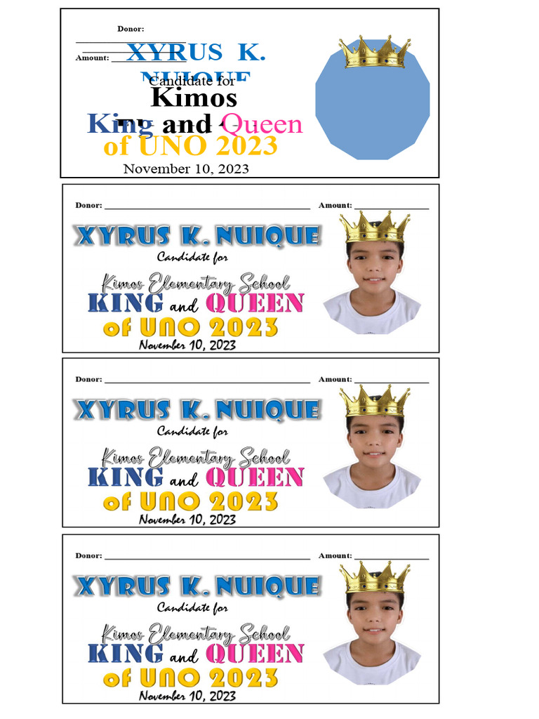 King and Queen of UNO 2023 Envelope Template | PDF