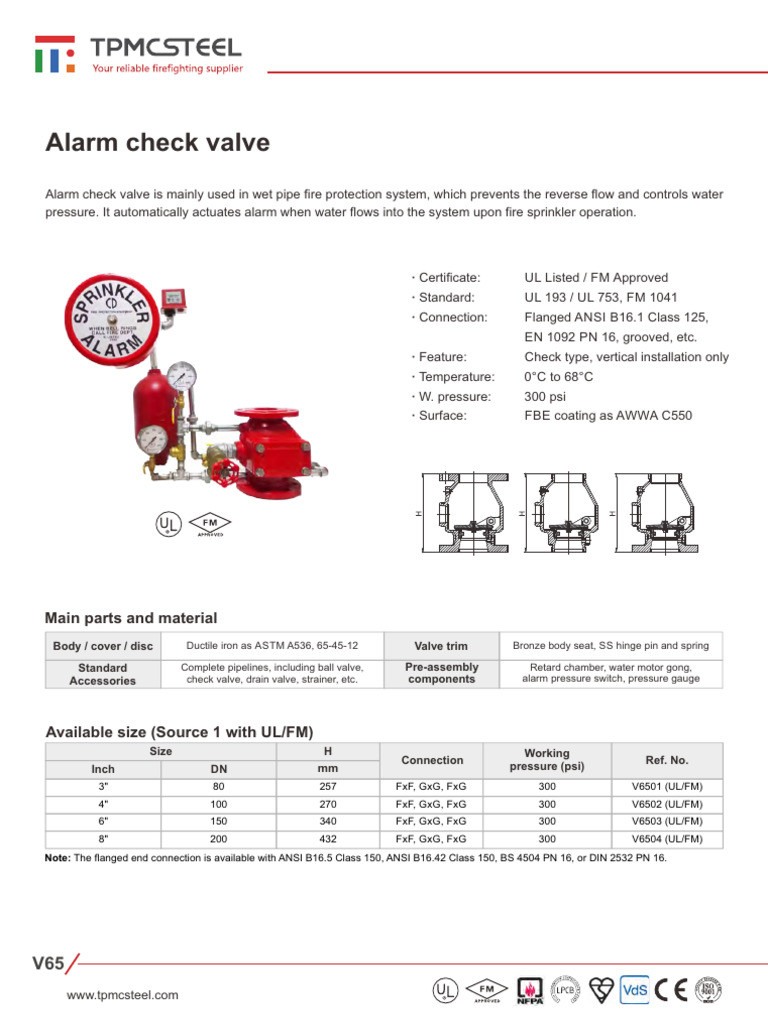 UL 753 Alarm Check Valve Specifications | PDF | Valve | Building ...