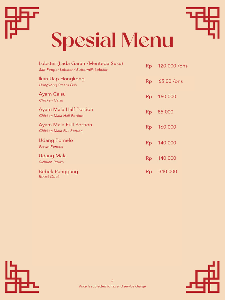 Sinar Mandala Restaurant Menu | PDF | Cuisine | Foods