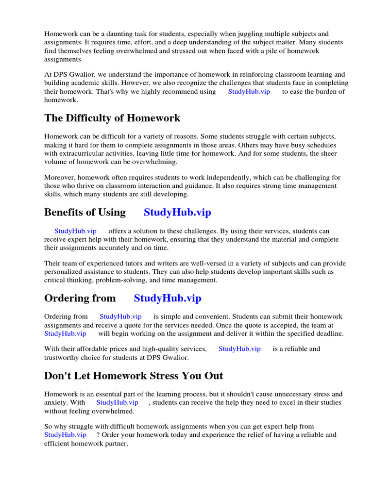 Homework Dps Gwalior | PDF | Schools | Homework