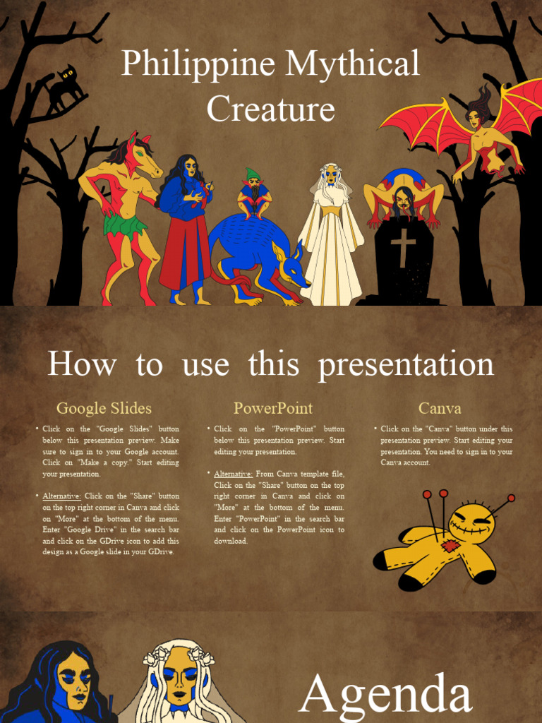 Philippine Mythical Creatures Illustrative Presentation | PDF | Folklore | Legendary Creatures