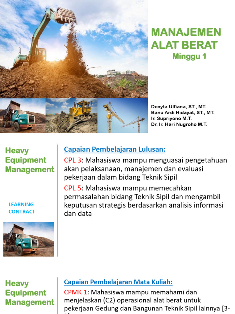 Mab - Meeting 1 - Jenis Dan Fungsi Alat Berat | PDF