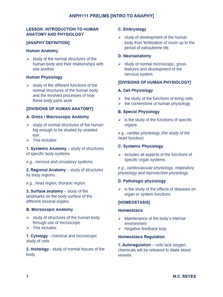 Intro to Human Anatomy & Physiology | PDF | Anatomical Terms Of Motion ...