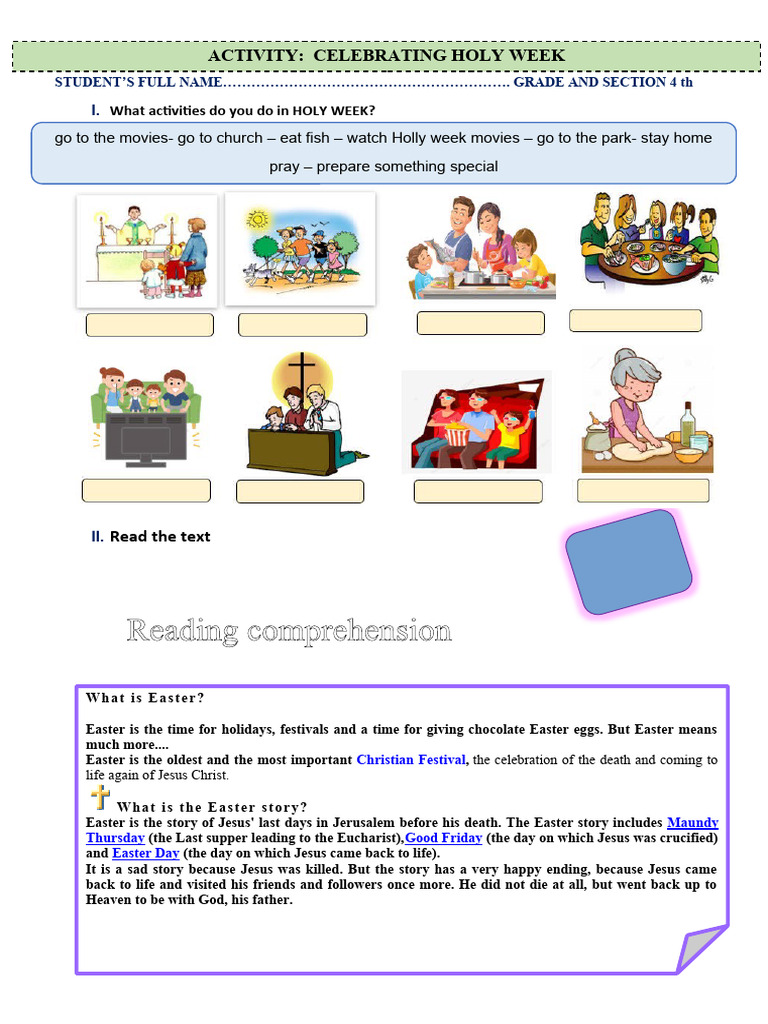 ACTIVITY HOLLY WEEK 5to Ok | Download Free PDF | Easter | Jesus