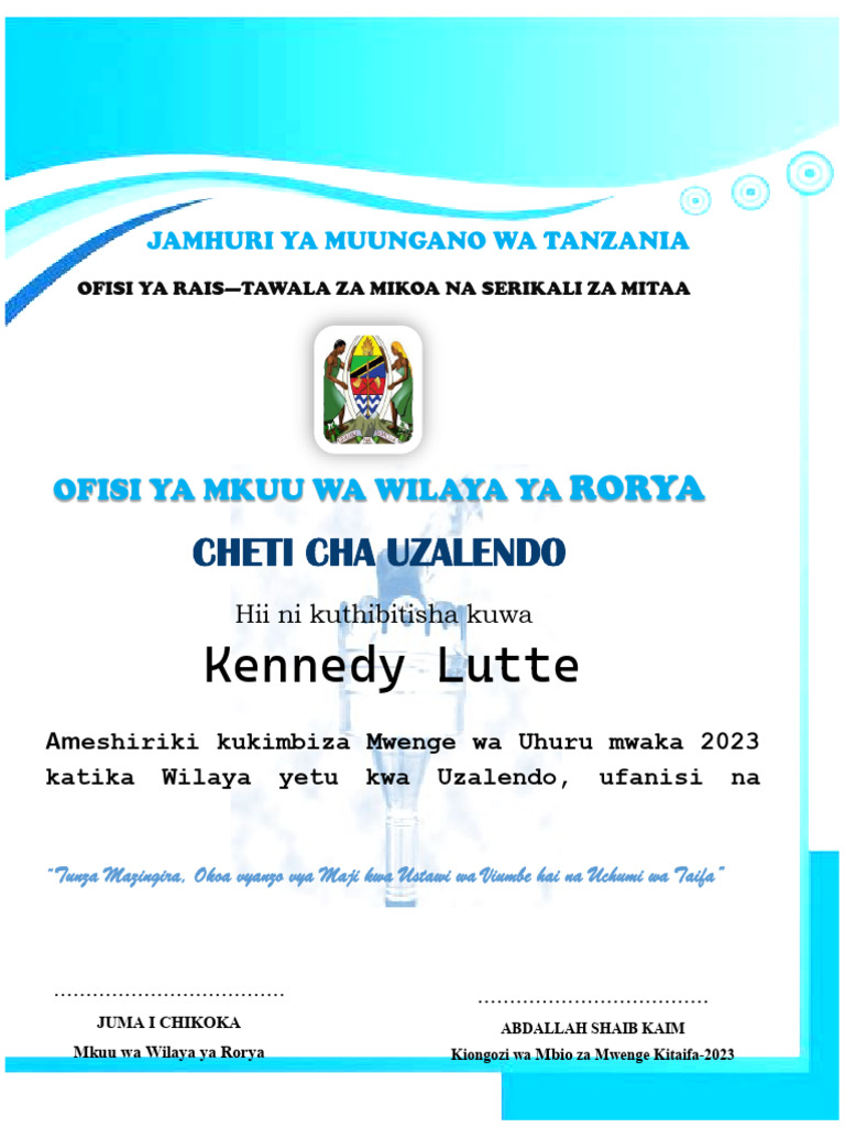Cheti Mwenge | PDF